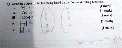 SOLVED: Write the output of the following based 0n the floor and ...