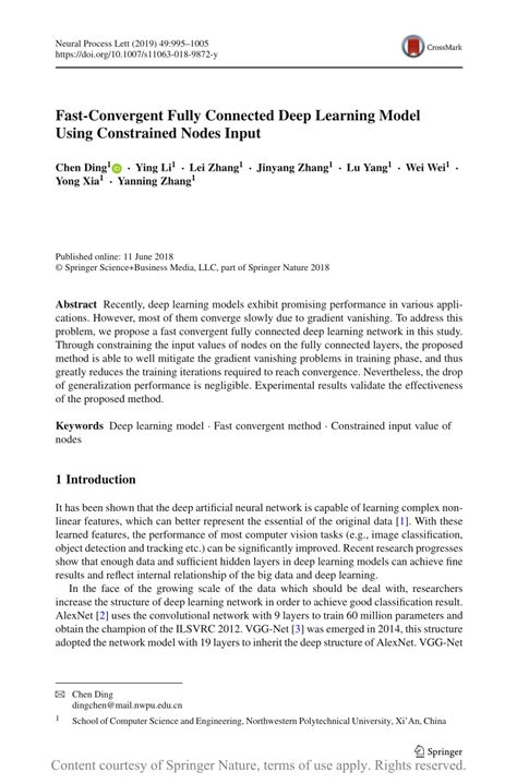 Fast Convergent Fully Connected Deep Learning Model Using Constrained Nodes Input Request PDF