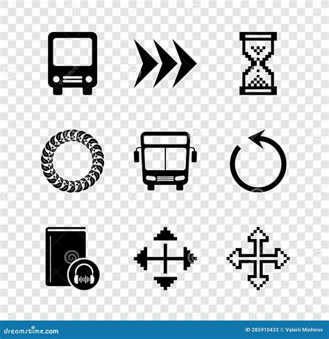 Set Bus Arrow Hourglass Pixel Audio Book Pixel Arrows In Four Directions Laurel Wreath And