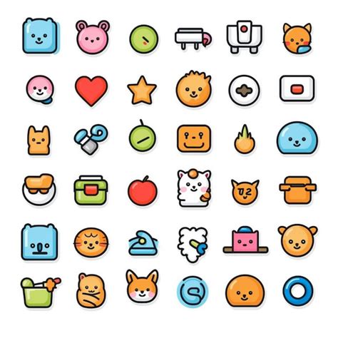 Premium Photo A Set Of Cute And Colorful Icons With Different Shapes