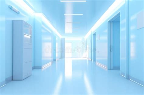 Blurred Empty Modern Hospital Corridor Background Abstract Blurred