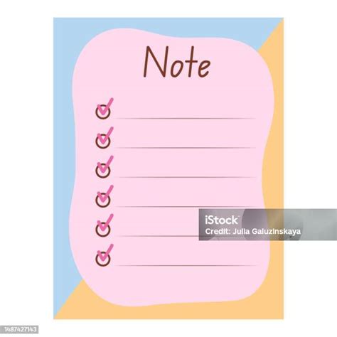 확인 표시가 있는 메모 목록입니다 플래너 의제 일정 체크리스트 노트북 카드 및 기타 문구류를 위한 템플릿입니다 계획 사무실 사업 작업 개념의 조직 개인 장식품에 대한 스톡