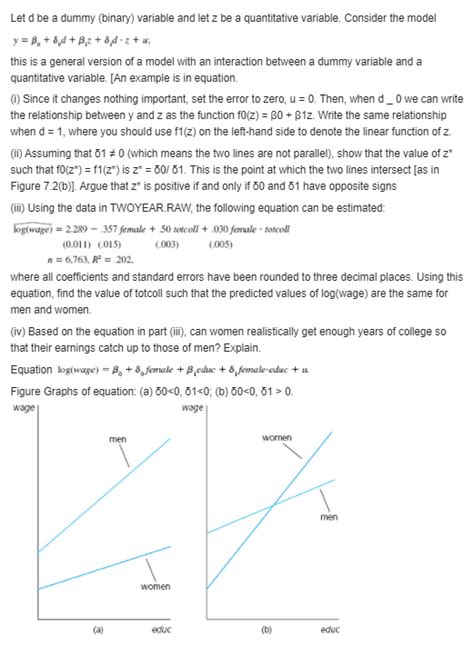 Solved Let D Be A Dummy Binary Variable And Let Z Be A Chegg
