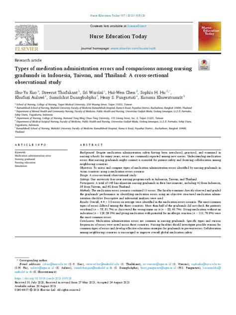 Types Of Medication Administration Errors And Comparisons Among Nursing