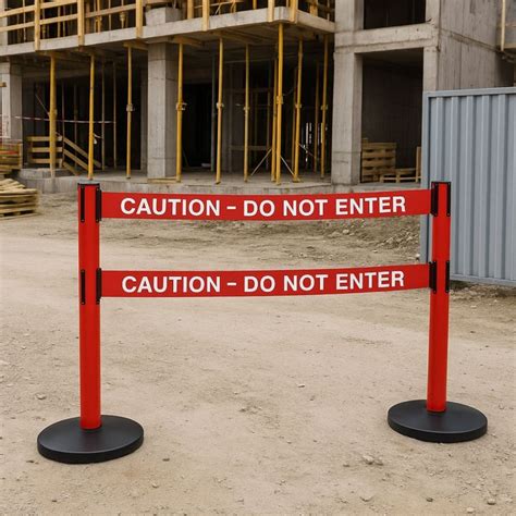 Twin Belt Red Outdoor Safety Retractable Barrier 34m Displaysense