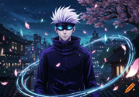 Full Body Illustration Of Satoru Gojo In A Dynamic Pose On Craiyon