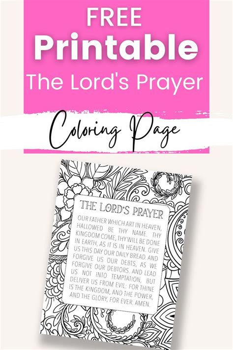 Free Printable The Lords Prayer Coloring Page My Printable Faith