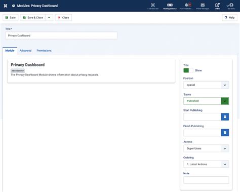 Help5xadmin Modules Privacy Dashboard Joomla Documentation
