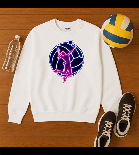 Neon Volleyball Player Crewneck Sweatshirt Volleyball Sweatshirt