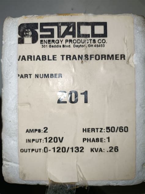Staco 201 Variable Transformer Capone Machinery Staco 201 Variable Transformer Capone Machinery
