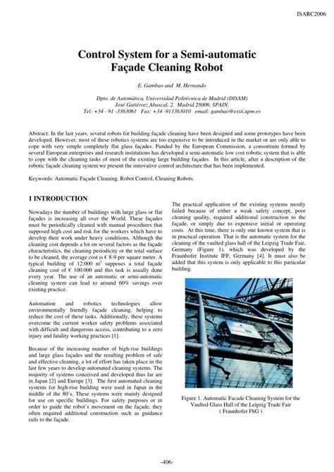 Pdf Control System For A Semi Automatic Façade Cleaning Robot