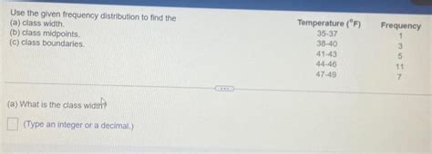Solved Use The Given Frequency Distribution To Find The A Chegg