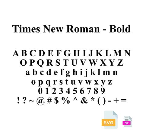 Times New Roman Bold Vector Font Svg Individual Letters Cricut Font