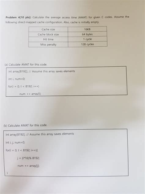 Solved Problem Pts Calculate The Average Access Time Chegg