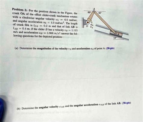 solved problem 2 for the position shown in the figure the crank oa