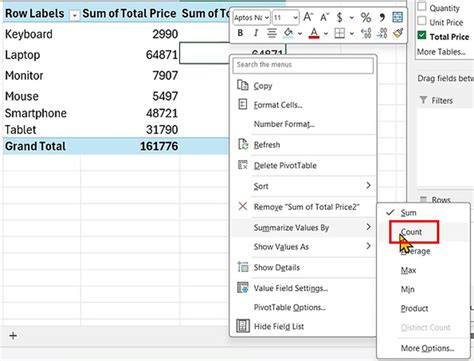 Mengubah Fungsi Pivot Table SUM Menjadi COUNT Dan AVERAGE Kursus Excel Online Offline