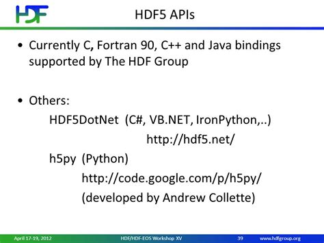 The Hdf Group April 17 19 2012hdfhdf Eos Workshop Xv1 Introduction To