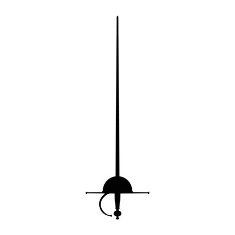 Rapier Silhouette Black And White Icon Design Element On Isolated