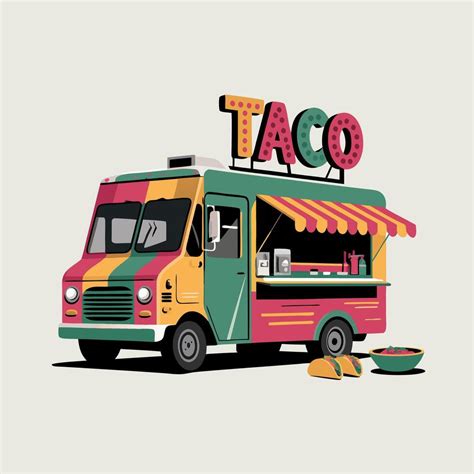 Vibrant Taco Food Truck Illustration For Street Food Enthusiasts And