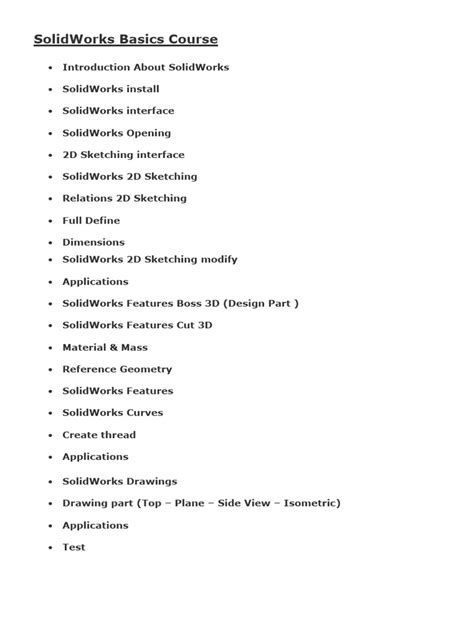 solidworks basics and advanced content pdf