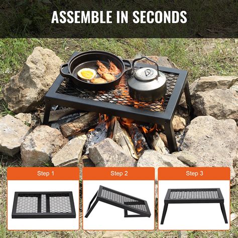Vevor Folding Campfire Grill Heavy Duty Steel Mesh Grate 18 Portable Camping Grates Over Fire