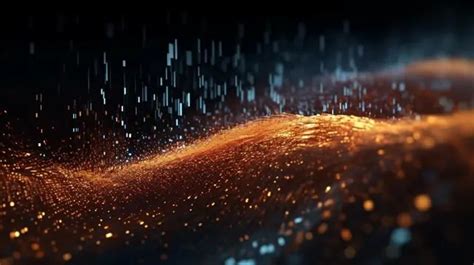 Futuristic Blue Background With Digital Particles Wave And 3d Data Visualization Data Flow