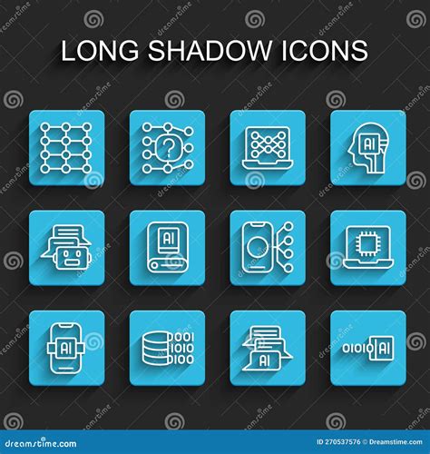 Set Line Artificial Intelligence Ai Binary Code Neural Network Chat Bot Processor Cpu And