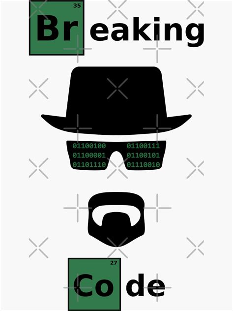breaking code black green parody design for hackers sticker for