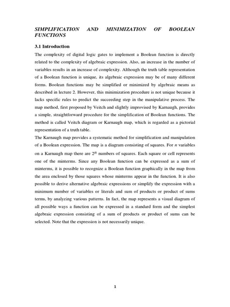 Simplification And Minimization Of Boolean Functions Pdf