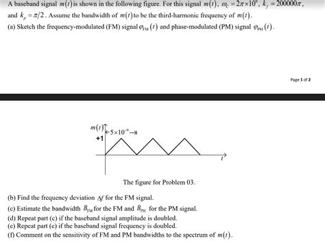 Solved A Baseband Signal M T Is Shown In The Following Chegg