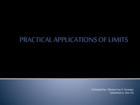 Calculus Real World Application Of Limits Pptx