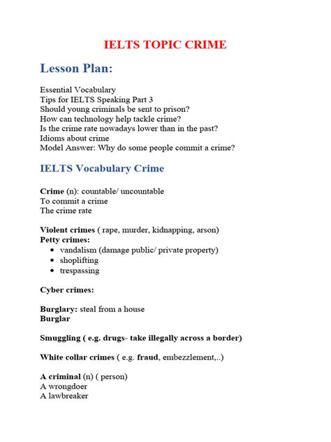 Ielts Topic Crime Pdf Crimes Crime And Violence