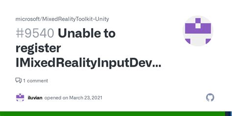 Unable To Register Imixedrealityinputdevicemanager Data Provider