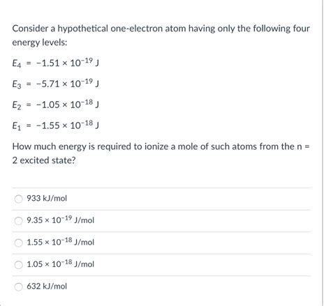 Solved Consider A Hypothetical One Electron Atom Having Only
