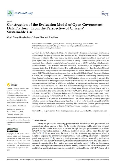 Pdf Construction Of The Evaluation Model Of Open Government Data