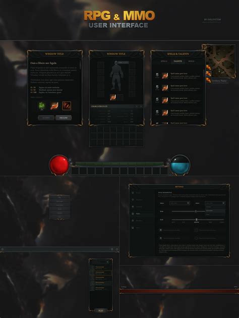 RPG And MMO UI By Evil S On DeviantArt Game Gui Game Icon Mmo Games Game Ui Design Game