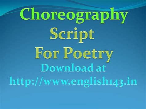 Choreography Script For Poetry HARINATH VEMULA