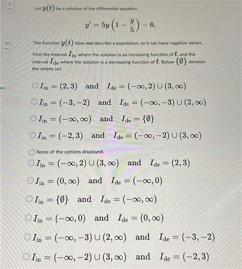 Solved Let Y T Be A Solution Of The Differential Chegg