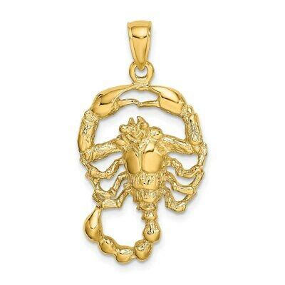 14k Yellow Gold Large Scorpio Zodiac Pendant Ebay