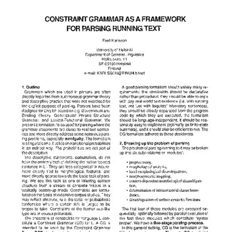 constraint grammar as a framework for parsing running text acl anthology