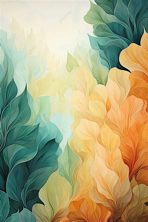 선명한 청록색 노란색과 주황색을 사용한 추상 꽃 그림 배경 배경 화면 및 일러스트 무료 다운로드 Pngtree