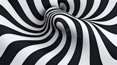 Abstract Black And White Wavy Pattern Creating A Hypnotic Illusion Stock Illustration