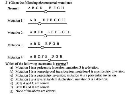 Solved Given The Following Chromosomal Mutations Chegg