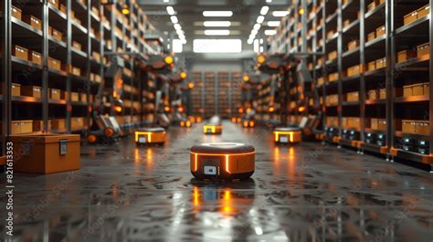 automated robots navigating and managing inventory in a high tech