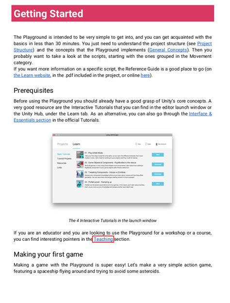 Getting Started PDF Teaching Is Not A Link Issue Unity Technologies UnityPlayground