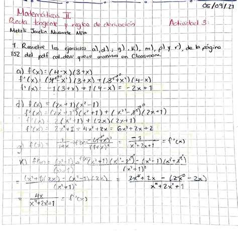 SOLUTION Recta Tangente Y Reglas De Derivaci N Studypool