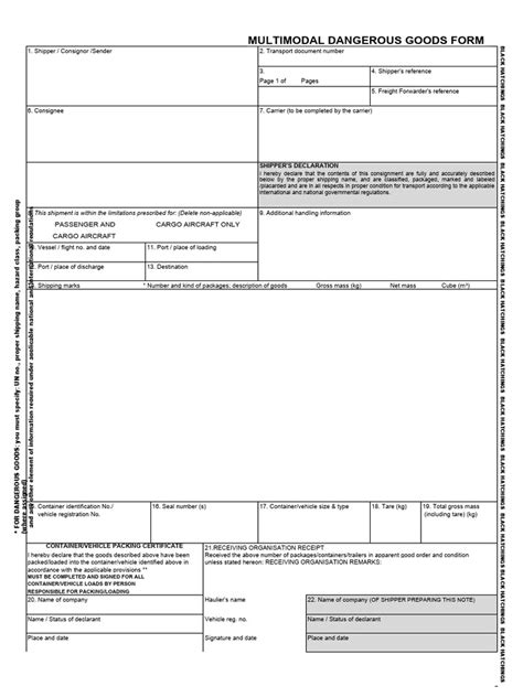 Multimodal Dangerous Goods Form Pdf Dangerous Goods Cargo