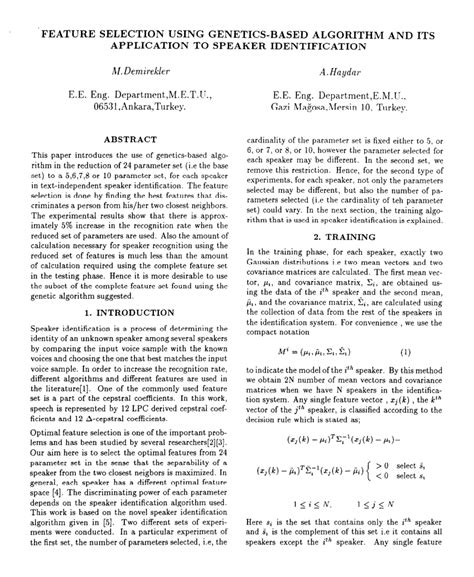 Pdf Feature Selection Using Genetics Based Algorithm And Its