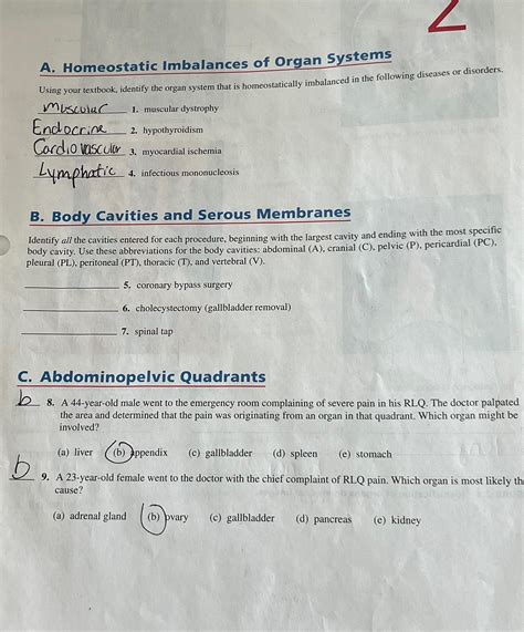Solved A ﻿homeostatic Imbalances Of Organ Systemsusing Your