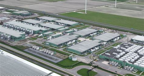 Aerial Drone View On Large Scale Datacenter Aerial Drone View At Agriport Middenmeer The